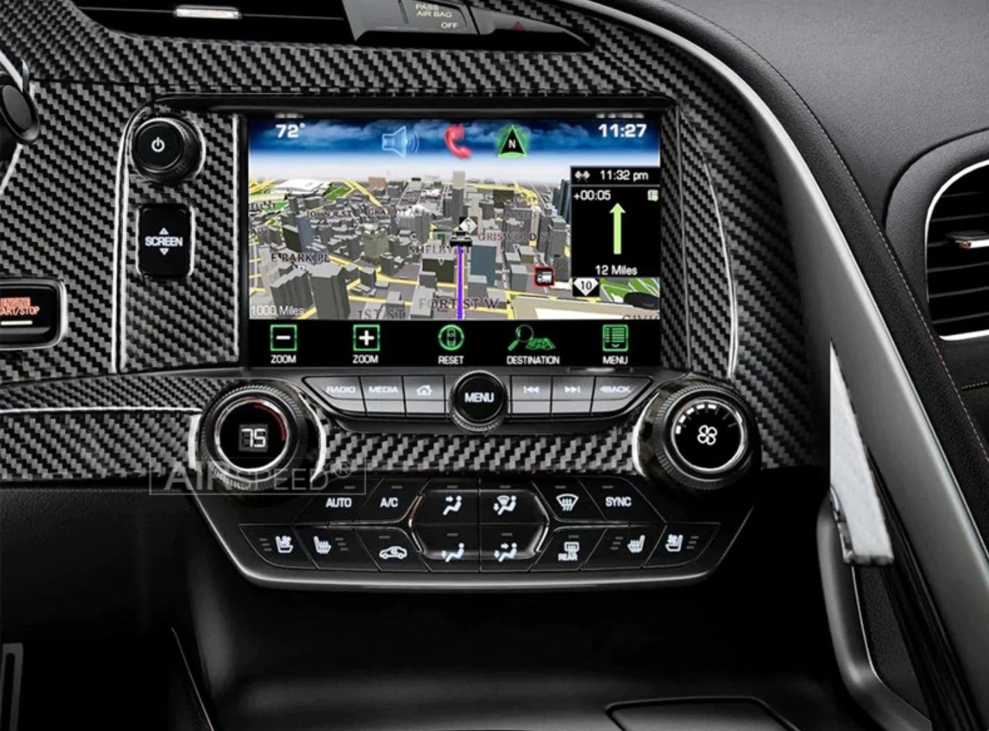Chevrolet Corvette (2014-2019) Carbon Fiber Multimedia Console Trim Ki ...
