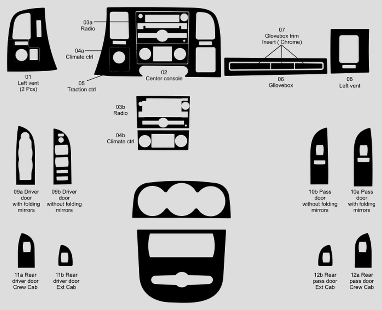 GMC Sierra 2500HD Crew Cab (2007-2013) Carbon Fiber Full Set Trim – FSPE